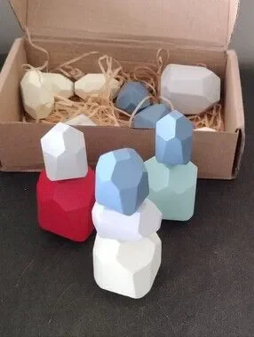 Toys | Montessori Colorful Wooden Stacking Balancing Stones Set 16 Psc ...
